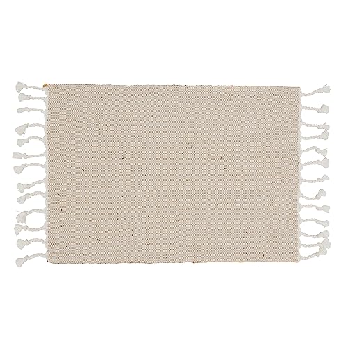 Saro Lifestyle Jute and Cotton Placemats with Tassel Borders (Set of 4), Natural, 14"x20"