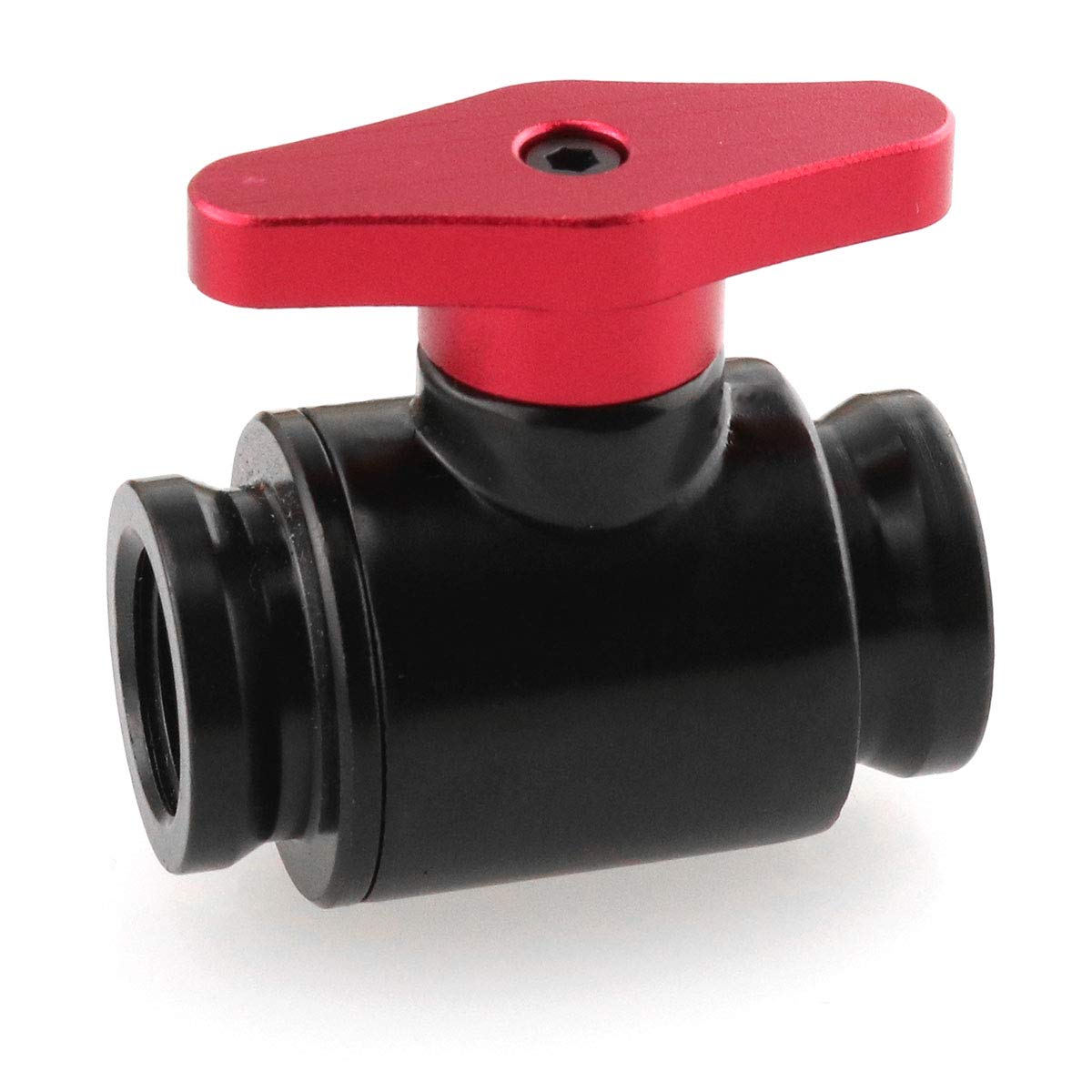 DGZZI G1/4 /Ball Valve G1/4" Screw Thread Brass Black Water Cooling Mini Shutoff Valve Water Stop Switch with Red Metal Handle for PC Water Cooling System