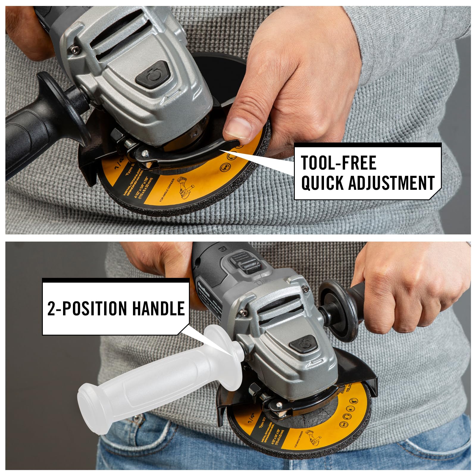 ReliaRoads 20V Brushless 4-1/2" Angle Grinder For Dewalt Battery(Battery Not Included), Cordless Angle Grinder With Metal Grinding Wheels. For Grinding, Cutting,Polishing And Carving