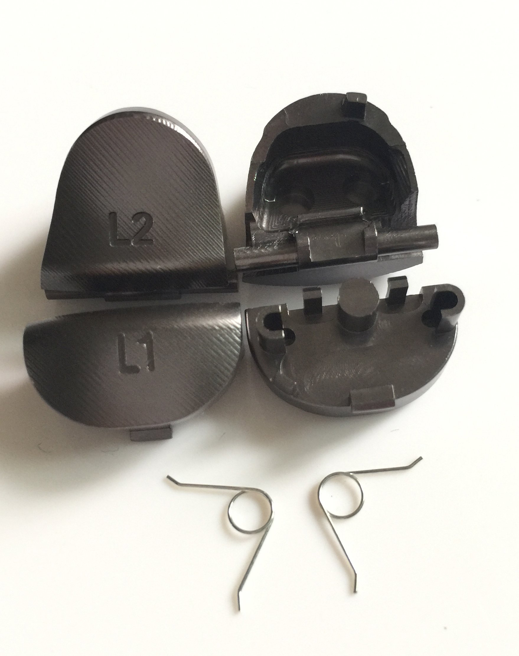 E-MODS GAMING Aluminum Alloy Metal L1 R1 L2 R2 Trigger Buttons with 2 Springs for PS4 First Gen Controller (Dark Grey)