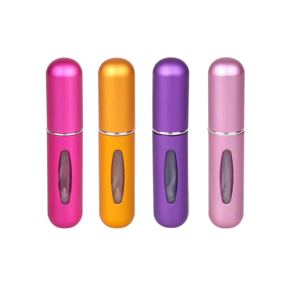Hyshina Travel Spray Perfume Bottles, Portable Refillable Atomizer, Mini Size Fragrance Empty Bottle, Scent Pump Case 4 Pcs 5ml/0.2oz