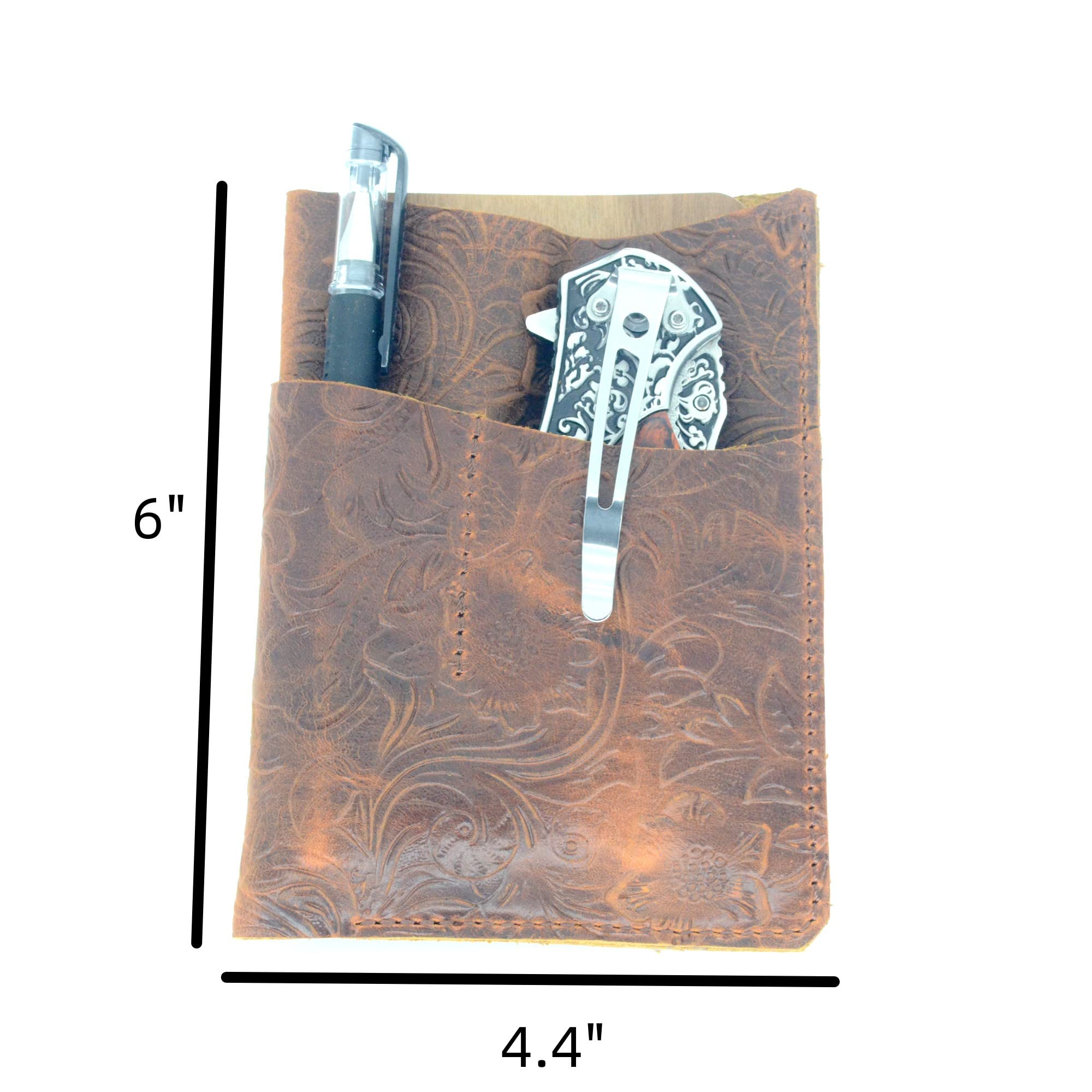 JJNUSA Leather EDC Pocket Organizer with 4 Pouch Men Handmade Sheath Knife Holster Pouch Wallet Multitool Sheath for Notebook Field Notes