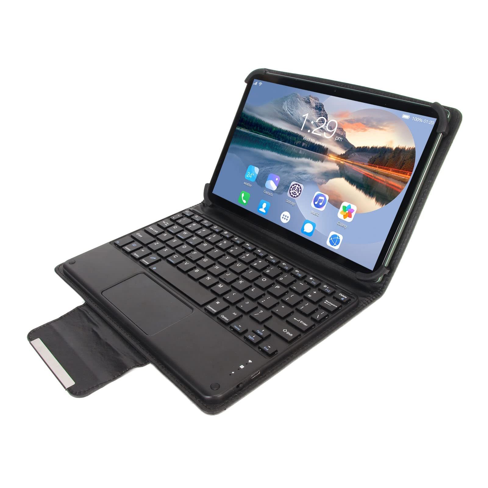 GLOGLOW 10.1 Inch Tablet, Green 8 Core CPU FHD Tablet 8MP Front 16MP Rear 100-240V with Keyboard for Reading (US Plug)