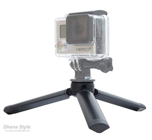 Dhana Style Metal Mini Tripod Tabletop Stand Compact Tripod Selfie Stick Monopod Stabilizer on Cellphone DSLR Cameras Portable Handle Grip Stabilizer for All Cameras Type: MMT (Black)