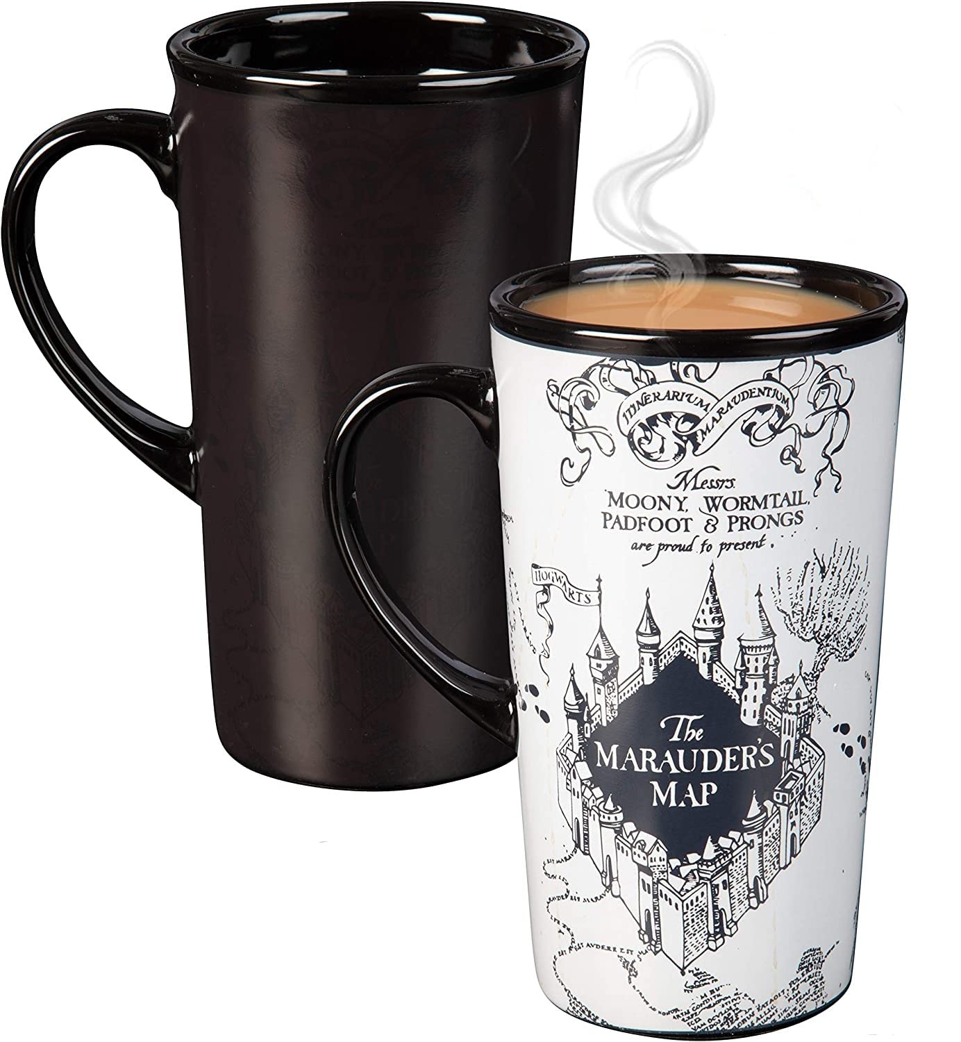 Harry Potter Marauder's Map Tall Ceramic Mug - Map Image Activates with Heat - Large Tumbler Style - Officially Licensed - Gift for Kids and Adults