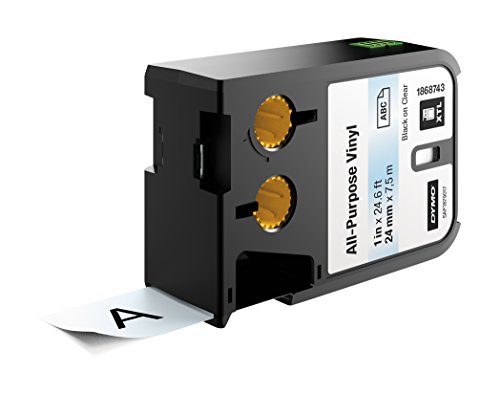 DYMO 1868743 All-Purpose Vinyl, 24mm, Black on Clear
