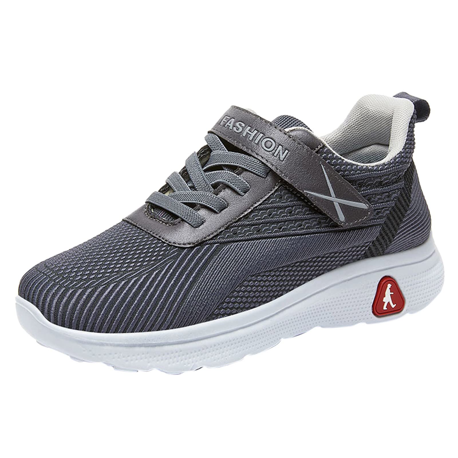 FASDNENDYS Fashion Autumn Men Sports Shoes Flat Non Slip Lace Up Hook Loop Mesh Breathable Comfortable Sneaker for Men Size 15 Grey