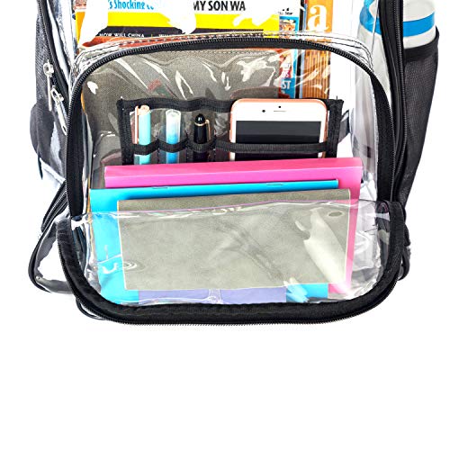 NiceAndGreat Heavy Duty Clear Backpack See Through PVC Stadium Security Transparent Workbag | Black