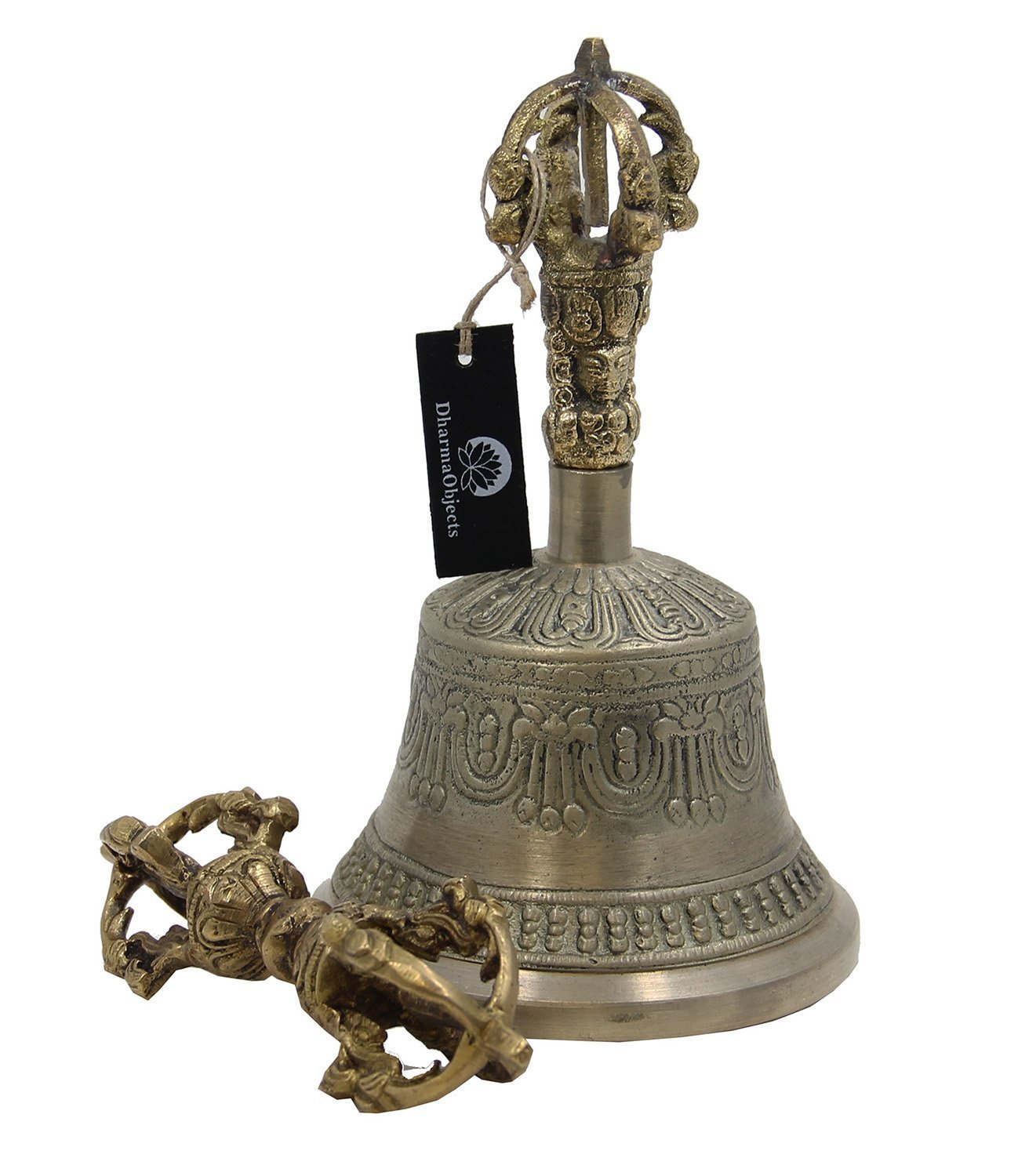 DharmaObjects Large Tibetan Meditation BELL and DORJE Set