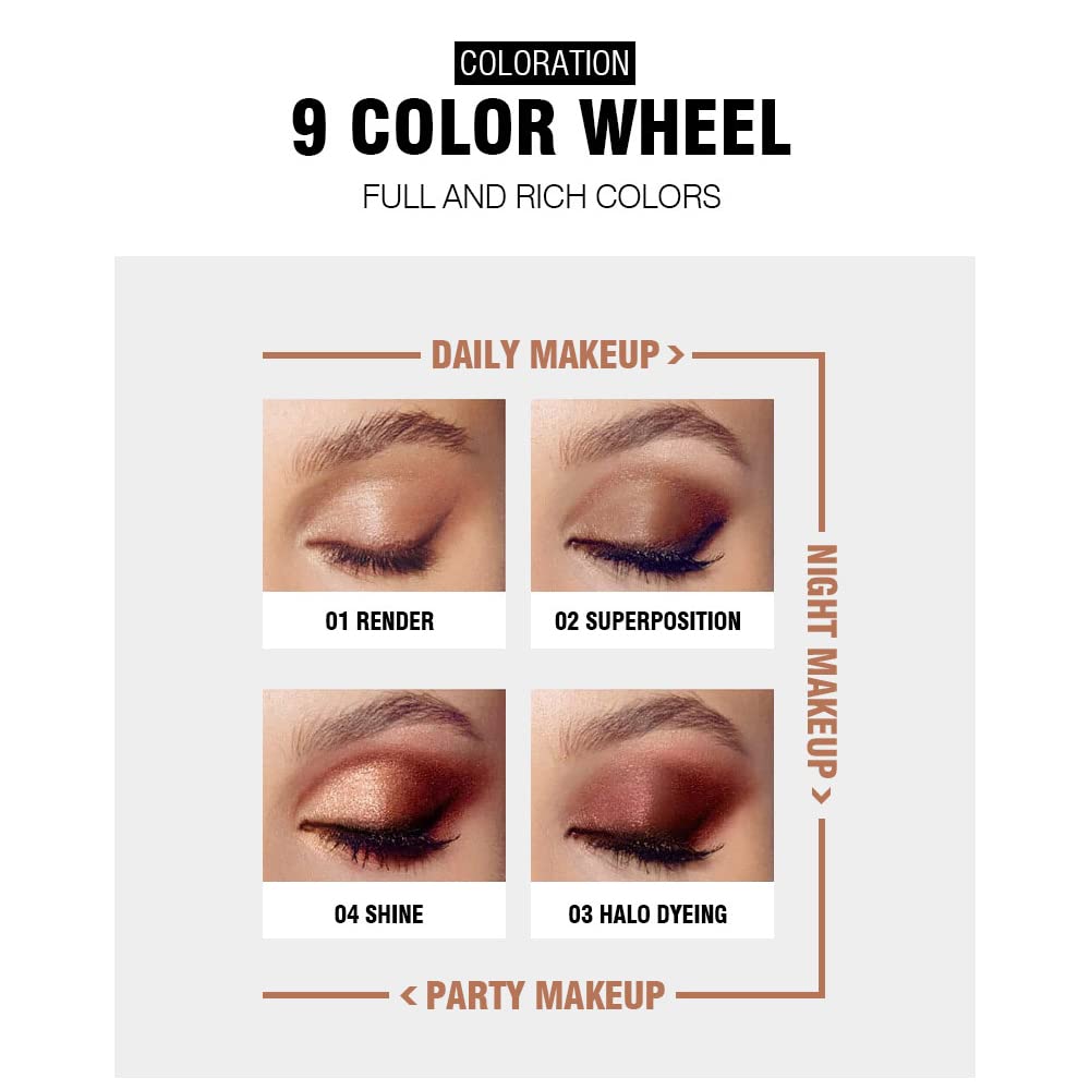 Quxun 9Colorful Eyeshadow Palette High Pigmented Makeup Palette Matte And Shimmer Glitter Eyeshadow Waterproof Long Lasting Eye Shadow Palette #3