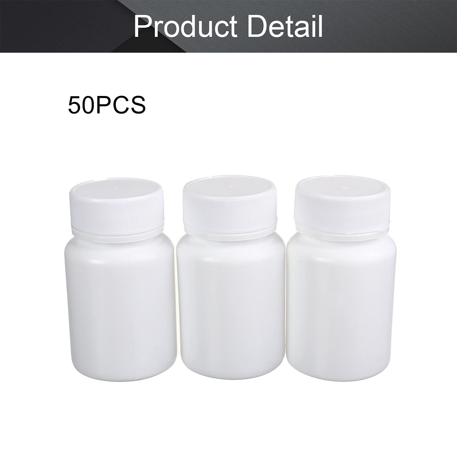 Utoolmart 50Pcs Plastic Solid Powder Medicine Pill Cylindrical Chemical Container Reagent Bottle, 80ml Wide Mouth Sample Sealing Liquid Storage Container