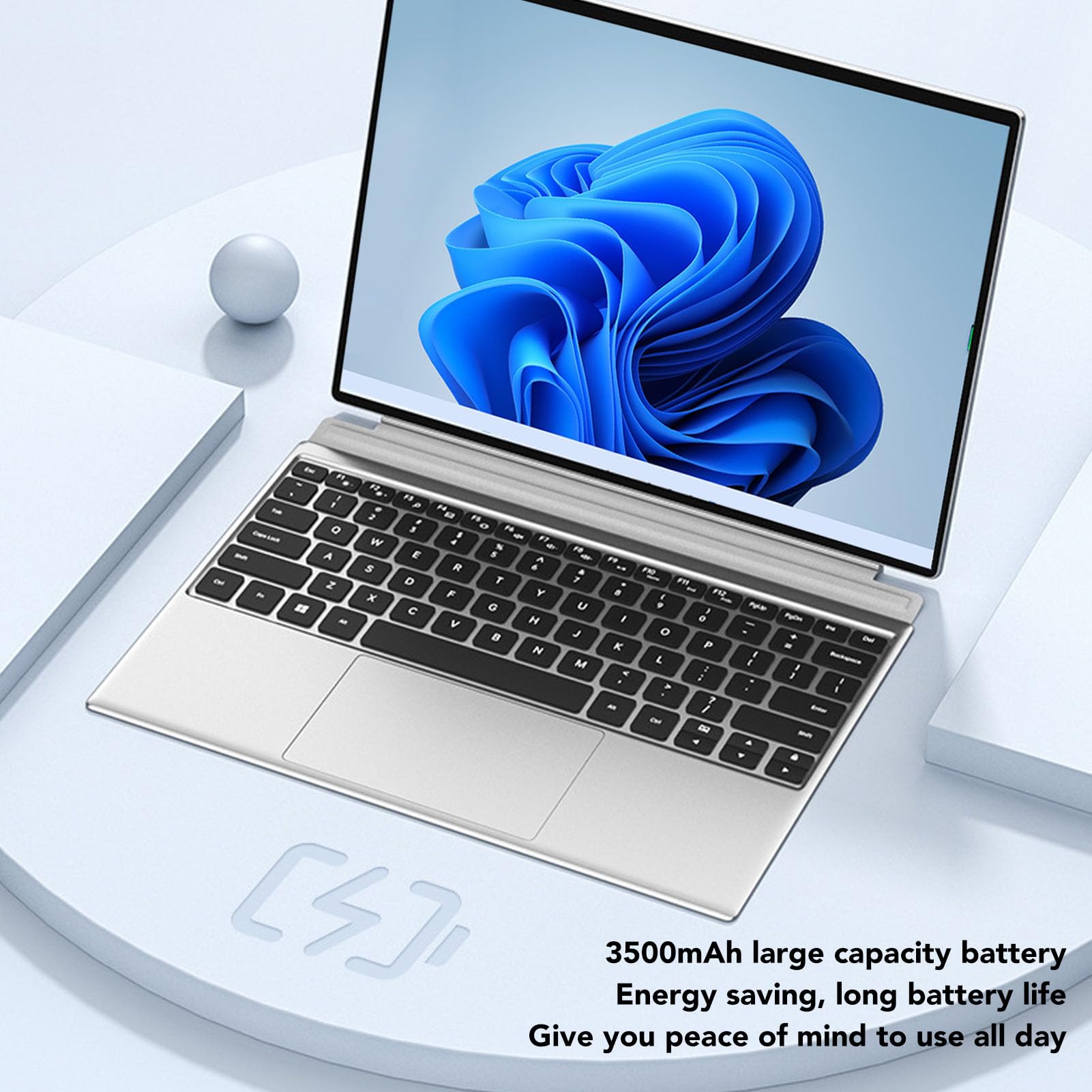 GLOGLOW 2 in 1 Laptop, 3K Touchscreen HD Portable Tablet 100β240V 3500mAh with Magnetic Keyboard for Work for Windows 10 (US Plug 8GB+1TB)
