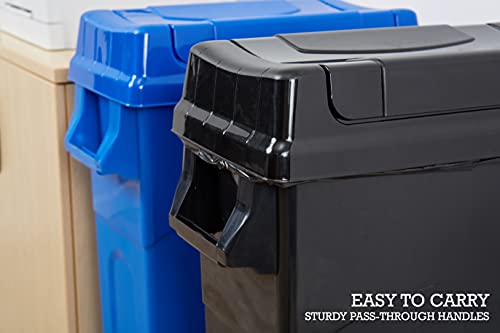 United Solutions Highboy Waste Container with Swing Lid, 23 Gallon, Space Saving Slim Profile and Easy Bag Removal, Handles for Easy Carrying, Indoor/Outdoor Use, Black, 1-Pack, (TI0082)