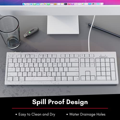 Macally Full Size USB Wired Mac Keyboard and Mouse Combo - Compatible Ergonomic Apple Keyboard and Mouse with Mac Shortcuts and Number Keypad for Mac Mini Pro, iMac Computer, MacBook Pro Air Laptops