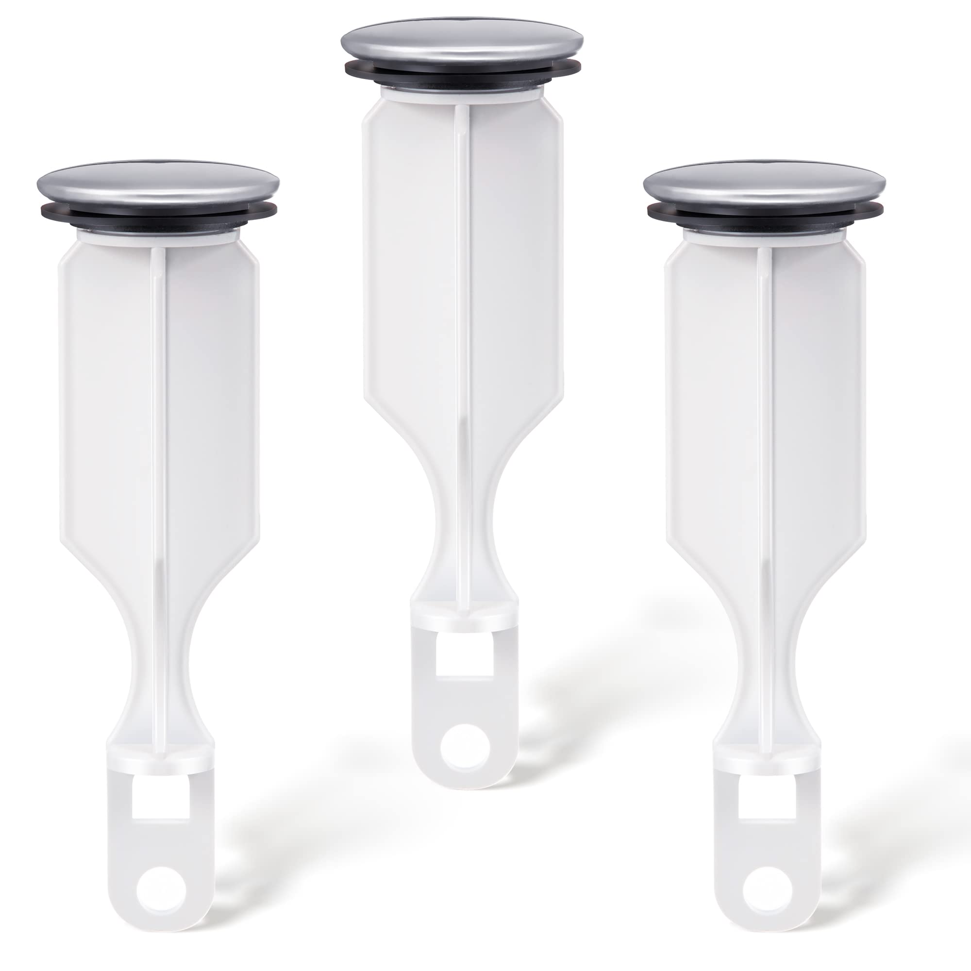 Enhon 2 Hole Pop Up Stoppers, Chrome Bathroom Sink Stopper fits Most Pop Up Drain Design, 4-1/2 Inch Tall, 1-3/8 Inch Cap Diameter, with Gasket Seal, Compatible with PF WaterWorks PF0240 (3 Pack)