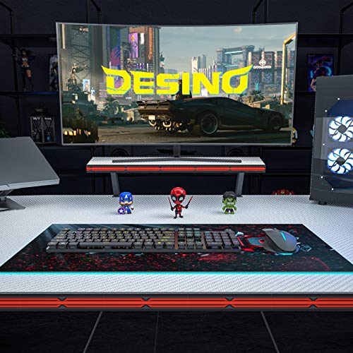 DESINO Gaming Desk 47 inch PC Computer Desk, Home Office Desk Gaming Table Z Shaped Gamer Workstation with Cup Holder and Headphone Hook, White