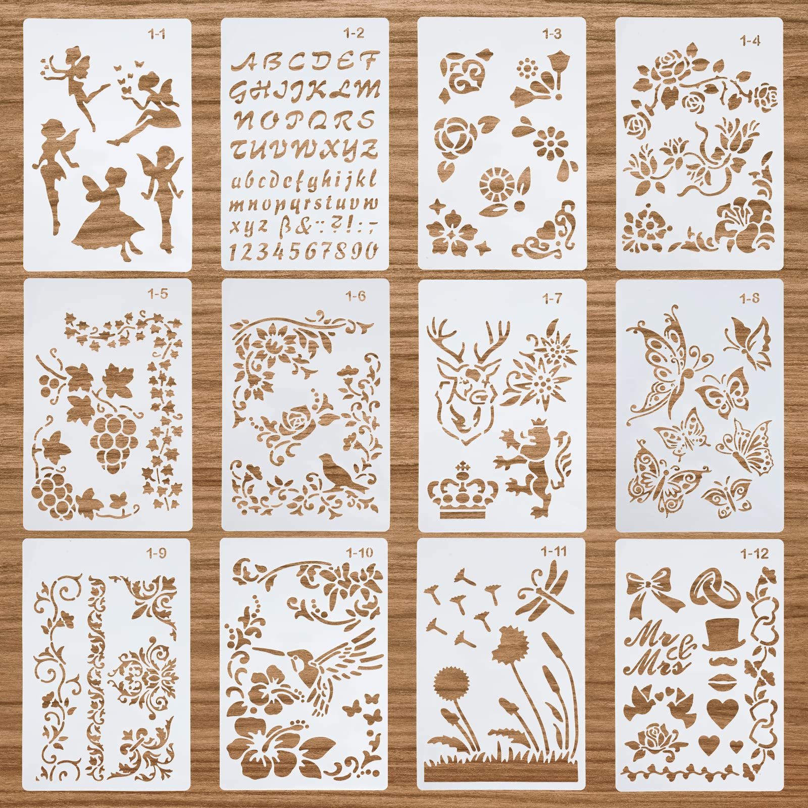 DEPEPE 12pcs Plastic Stencils for Journal Painting Craft 6.3 x 9.7 Inches