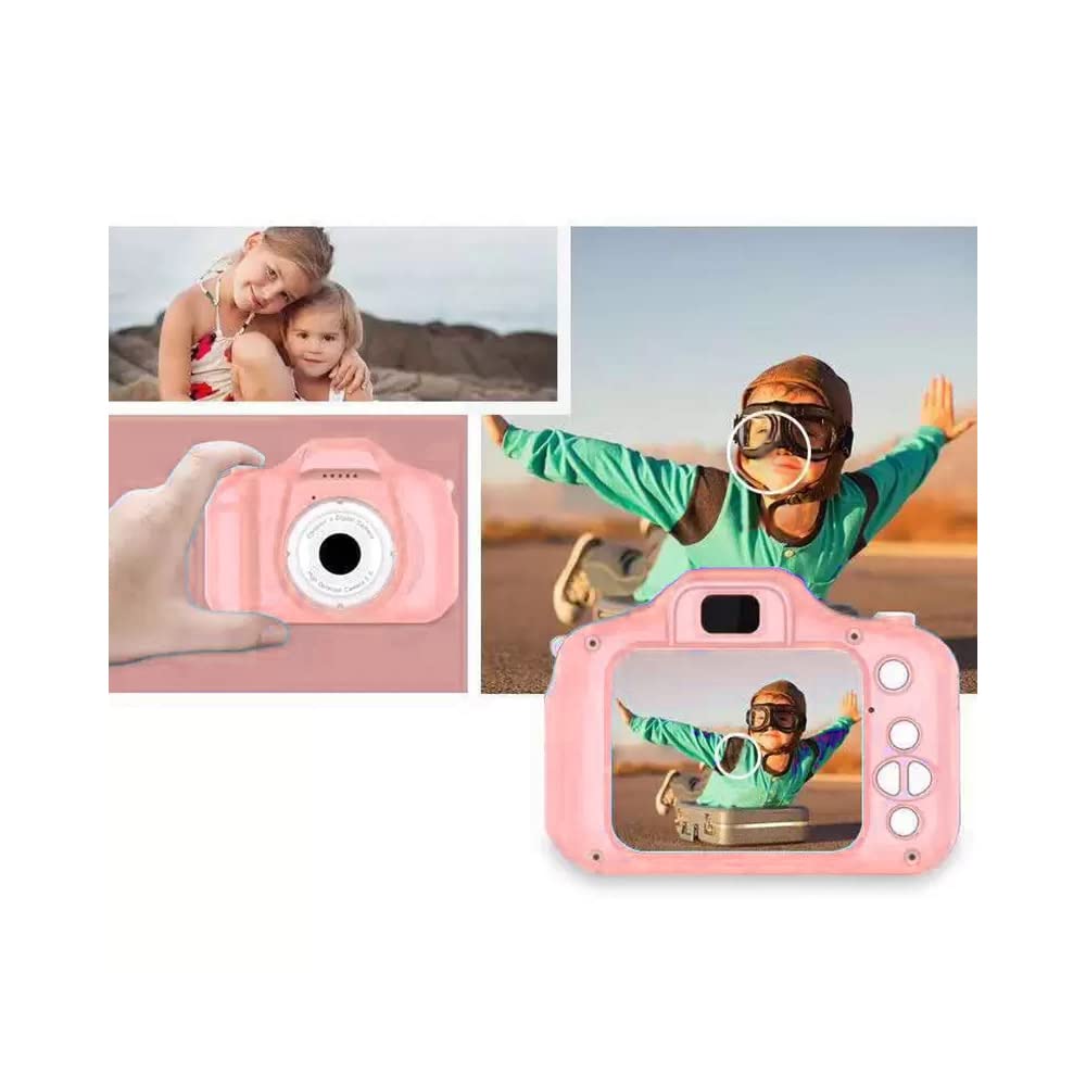 eDealz Full 1080P Kids Selfie HD Compact Digital Photo and Video Rechargeable Camera with 32GB TF Card & 2" LCD Screen and Micro USB Charging Drop Proof Blue (Pink)