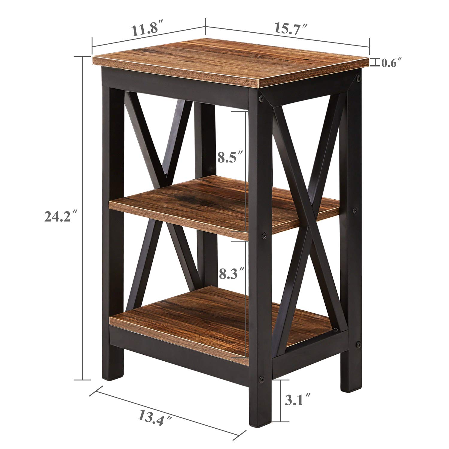 VECELO Modern Nightstands X-Design Side End Table Night Stand with Storage Shelf for Bedroom,Living Room,