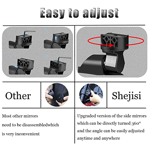 SHEJISI UTV Side Mirrors for 1.75"-2"Inch Roll Bar, (2 Pack)Easy-Adjustable New UTV Mirrors Side View, Compatible With Polaris RZR1000 900 800, Kawasaki Mule, Honda Pioneer SXS, Yamaha YXZ Wolverine