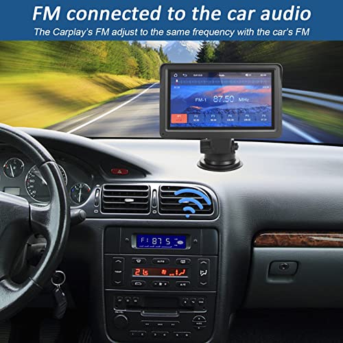 Portable Car Stereo with Wireless Apple Carplay and Android Auto - 7" Touchscreen Car Radio with Bluetooth | Mirror Link | Dash or Windshield Mounted