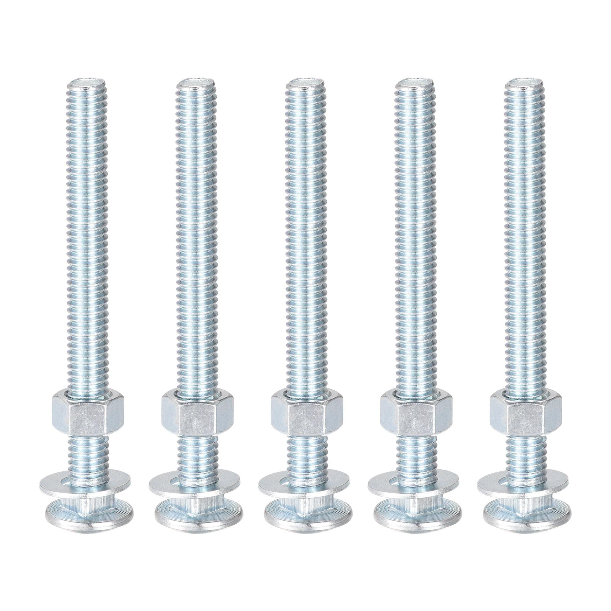 uxcell 3/8-16 x 4 Square Neck Carriage Bolts with Nuts & Washers, Carbon Steel Coach Bolt Screws 5 Set