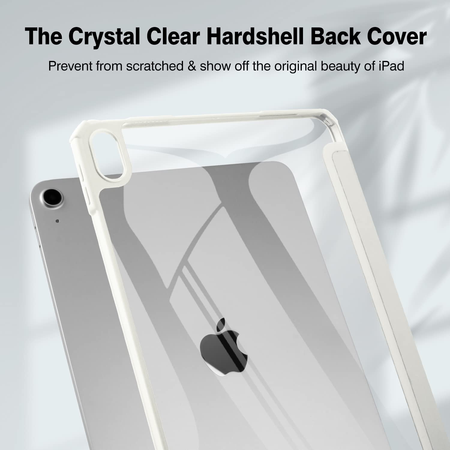 iPad 10th Generation Case 2022, 10.9 Inch Ipad Case with Clear Transparent Back Shell, Acrylic Shockproof Hard Protective Cover, Auto Sleep/Wake, Trifold Stand (White)