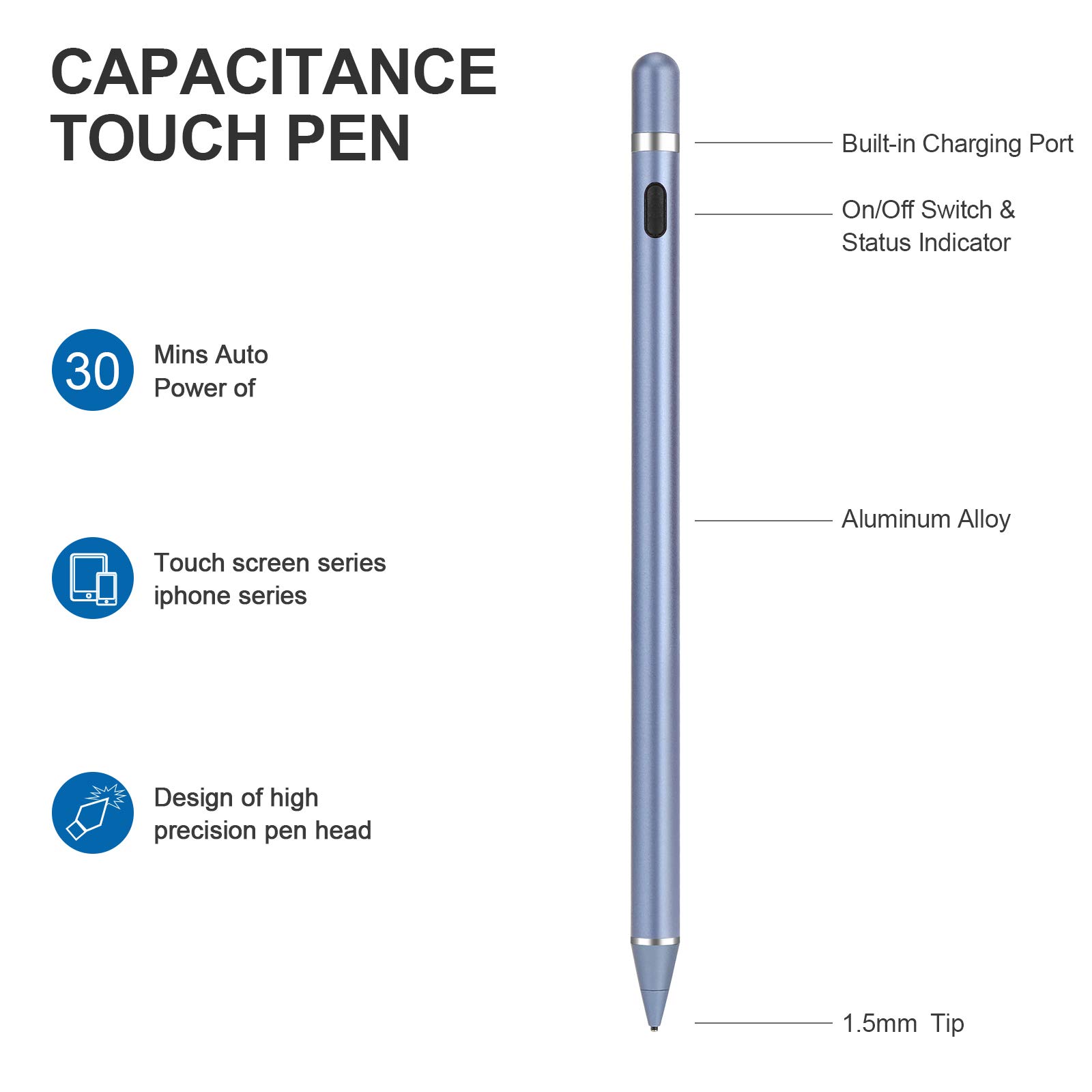 iPad Pencil 2nd Generation with Digital Power Display, Palm Rejection Stylus Pen for iPad with Magnetic Wireless Charging Compatible with Apple iPad 10/9/8/7, Pro 11/12.9 Inch, Air 3/4/5, Mini 7/6/5