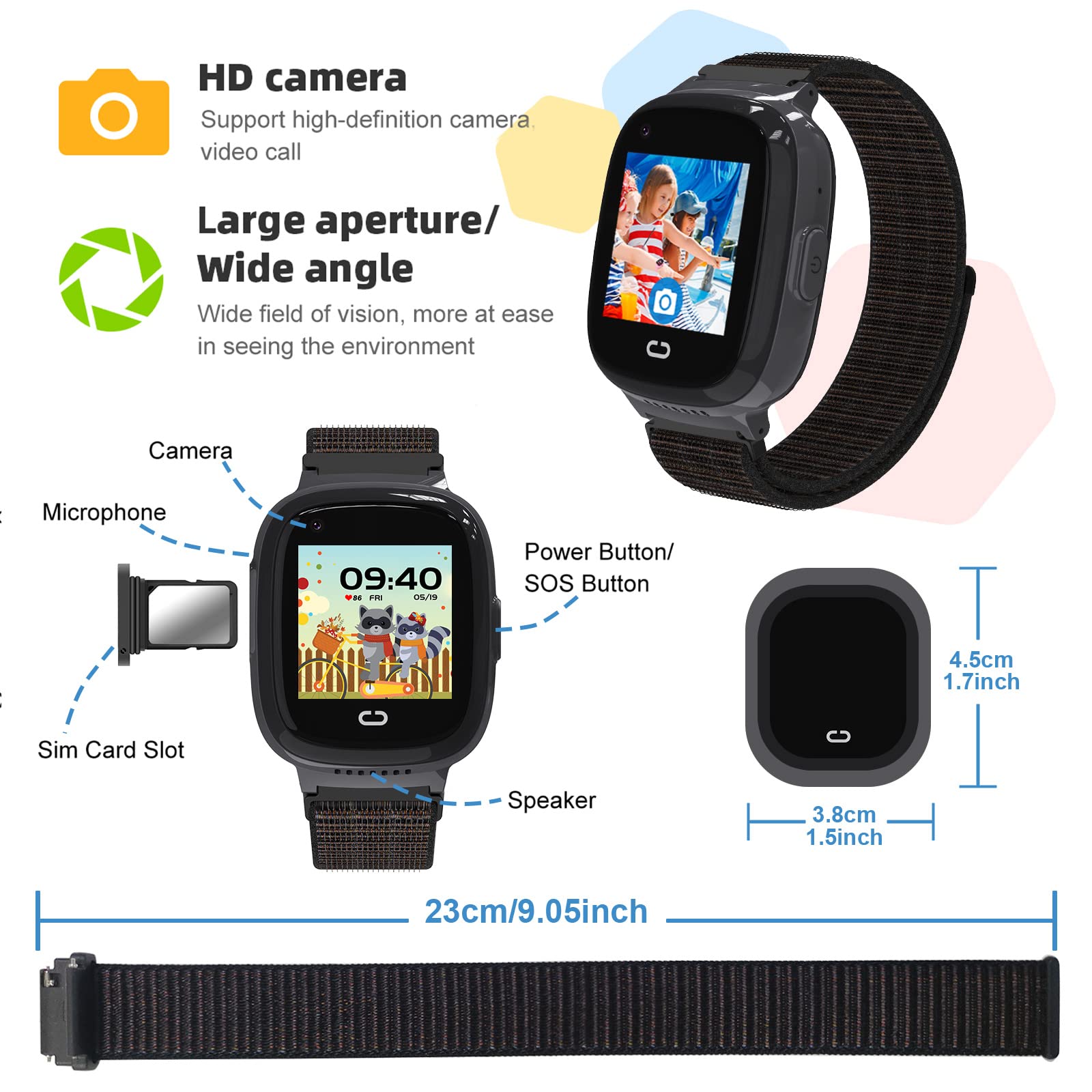 Kids Smartwatch with GPS 4G, HD Touchscreen Watch with Phone GPS Tracker Real Time Location SOS Video Call Voice Chat Camera Waterproof Compatible Android and iOS for Boys Girls Gift