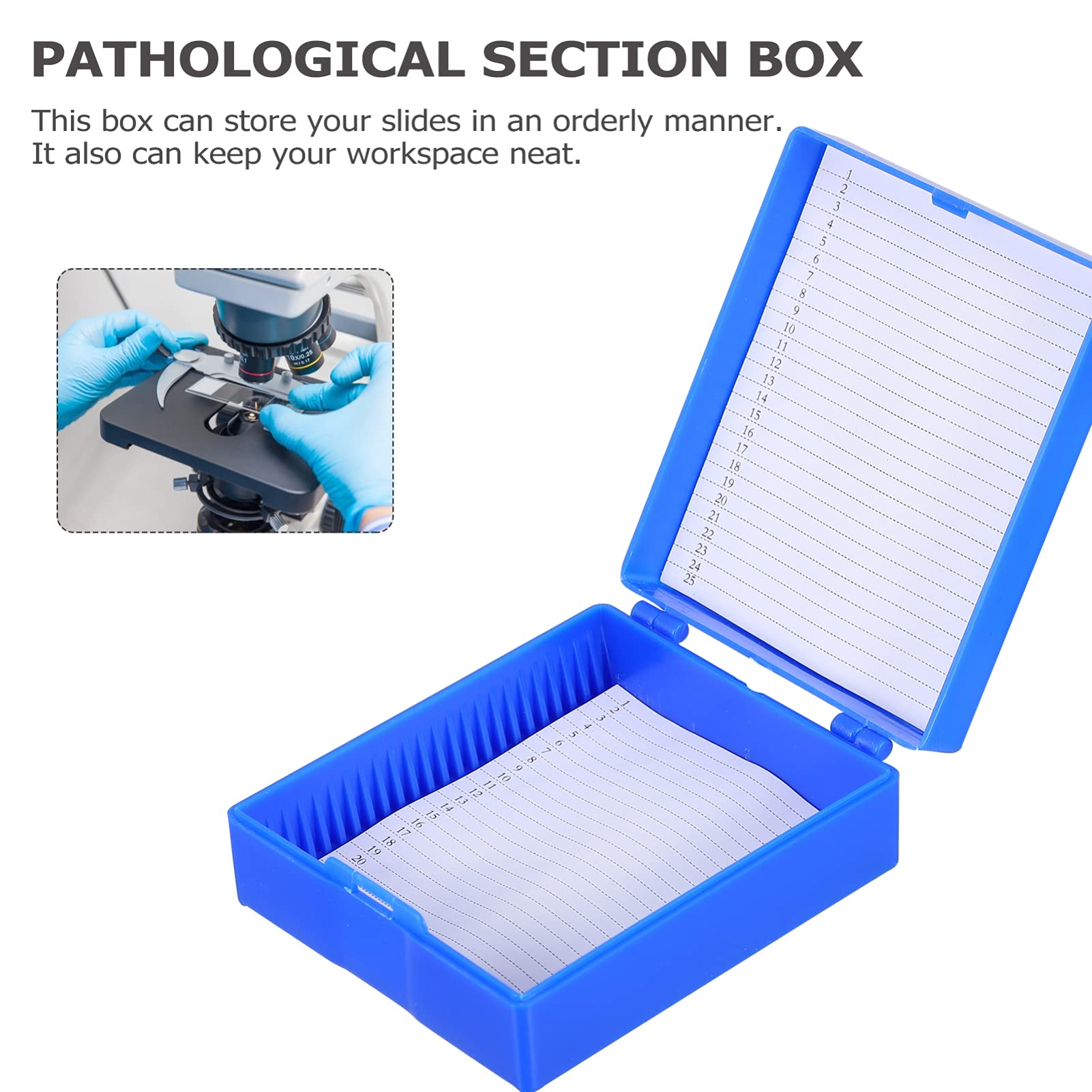 iplusmile 6pcs Microscope Slide Box 25 Slots Microscope Slide Storage Box Slide Holder Container for Basic Biological Science Education and Student Homeschool Use, Random Color