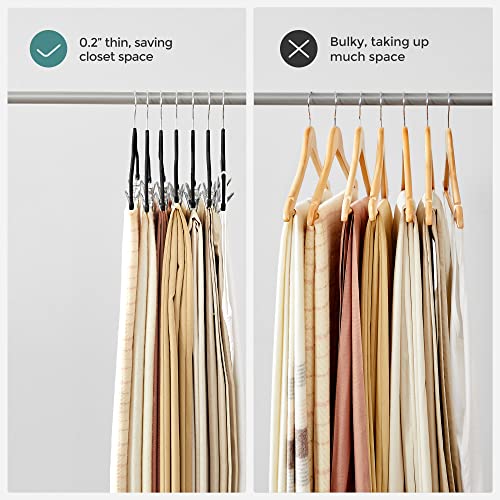 SONGMICS Rolling Clothes Rack and 30-Pack Velvet Hangers Bundle, Garment Rack with Wheels and a Mesh Shelf, Non-Slip Coat Pants Hangers with Adjustable Clips, Black UHSR25BK and UCRF12B30
