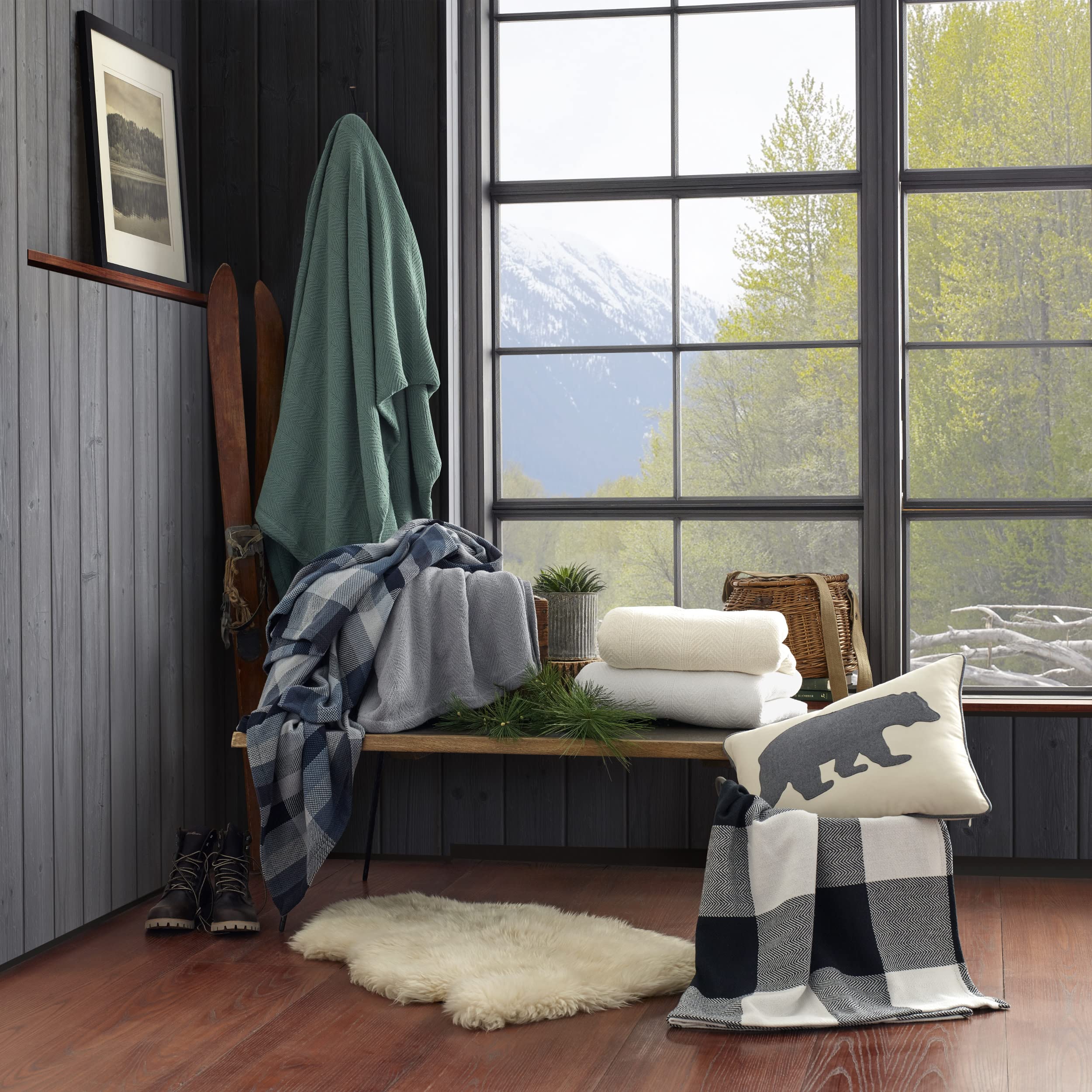Eddie Bauer - King Blanket, Cozy Cotton Bedding, Home Decor for All Seasons (Windsor Blue, King)