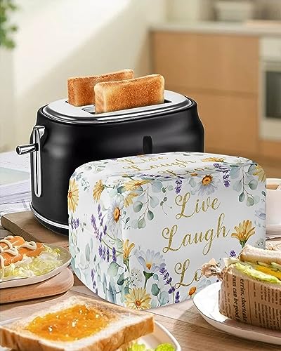 Toaster Dust Cover for Kitchen 4 Slice, Eucalyptus Leaves Daisy Flower Lavender Live Laugh Love Bread Maker Covers Toasters for Fingerprint Protector Small Appliance Covers Accessories (12x11x8in)