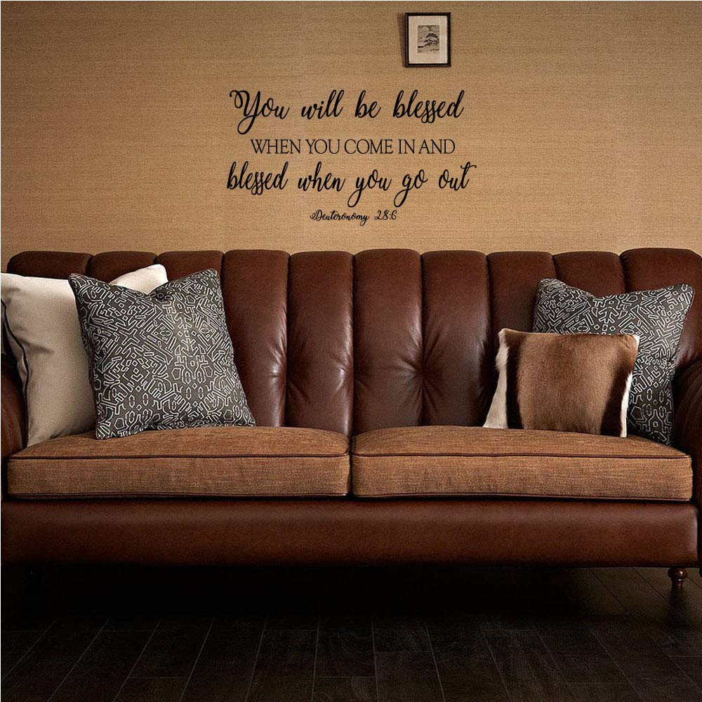 You Will be Blessed When You Come in and Blessed When You go Out - Deuteronomy 28:6 Vinyl Wall Decal God Bless Quotes Decoration Home DIY Entryway Christian Handwriting Art