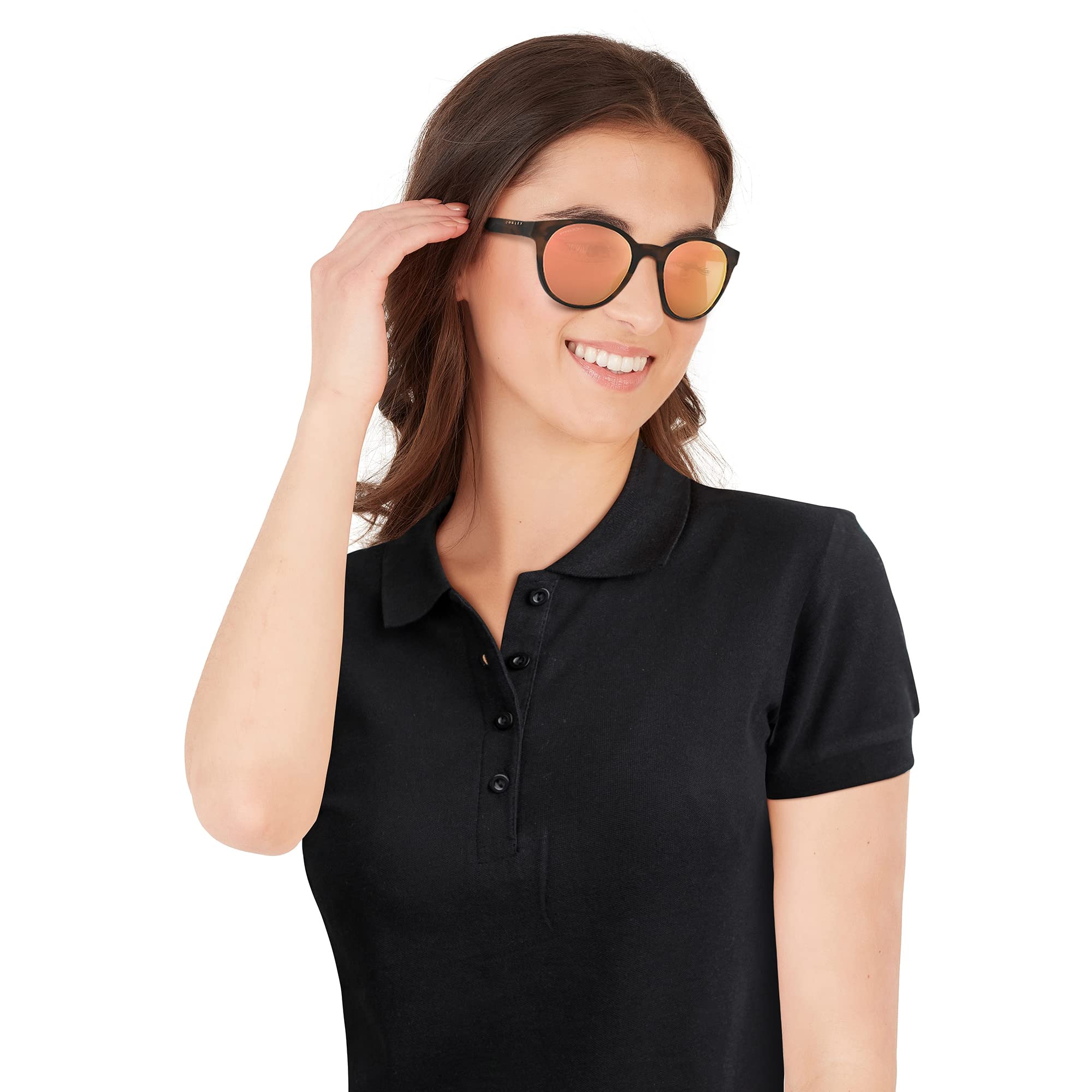Oakley Women's OO9474 Spindrift Round Sunglasses, Matte Brown Tortoise/Prizm Rose Gold, 52 mm
