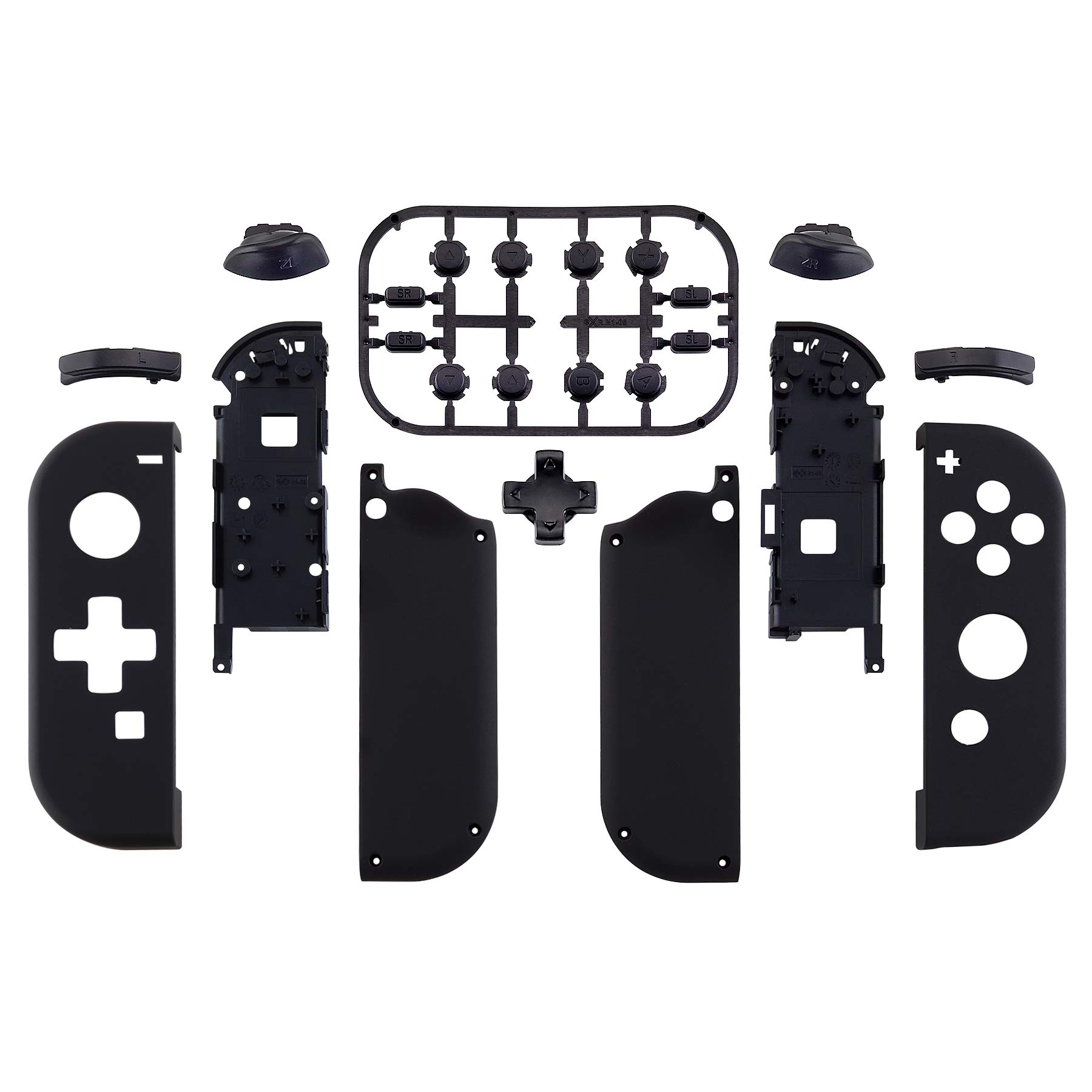 eXtremeRate Soft Touch Black Joycon Handheld Controller Housing (D-Pad Version) with Full Set Buttons, DIY Replacement Shell Case for Nintendo Switch & Switch Oled Joy-Con β Console Shell NOT Included