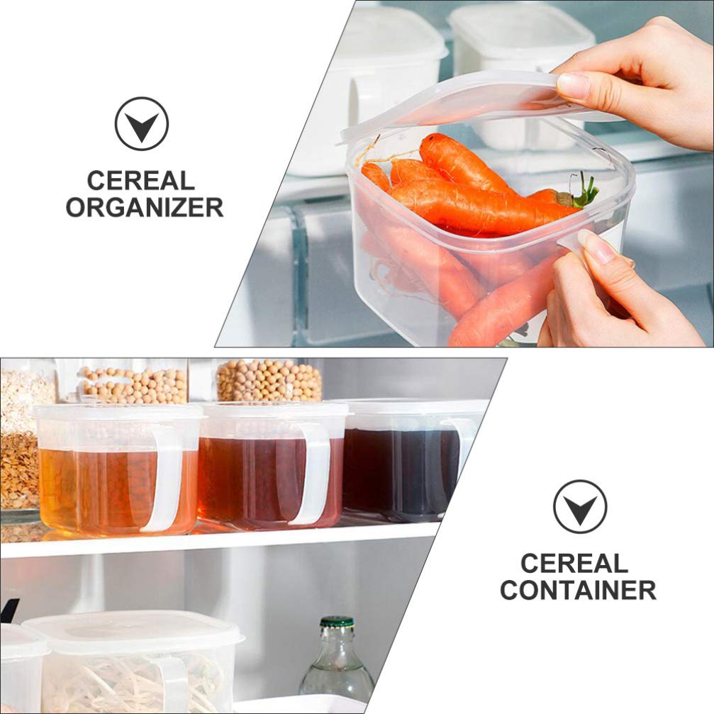 HANABASS 2Pcs Plastic Storage Containers Square Food Storage Organizer with Lid Handle Plastic Food Storage Containers with Lids for Fruits Vegetables Meat Egg