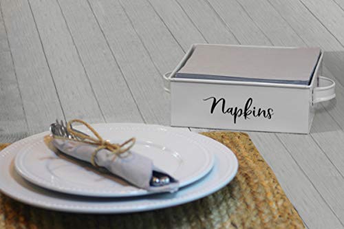 Home Acres Farmhouse Napkin Holders for Tables & Kitchen - Rustic Country Style Dispenser for Dinner Napkins - White