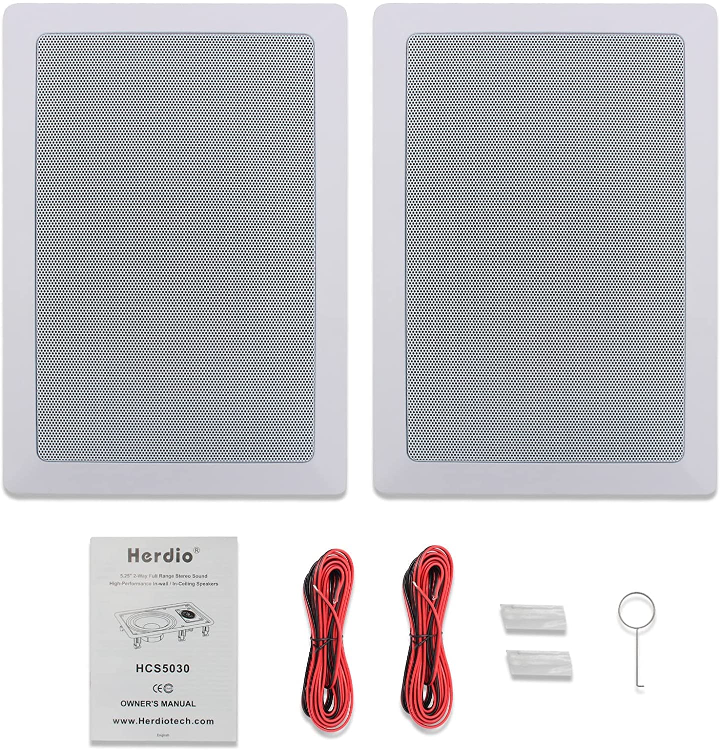 Herdio 5.25 Inch Ceiling Speakers Flush Mount in Wall Speakers Perfect for Home,Living Room,Kitchen,Office