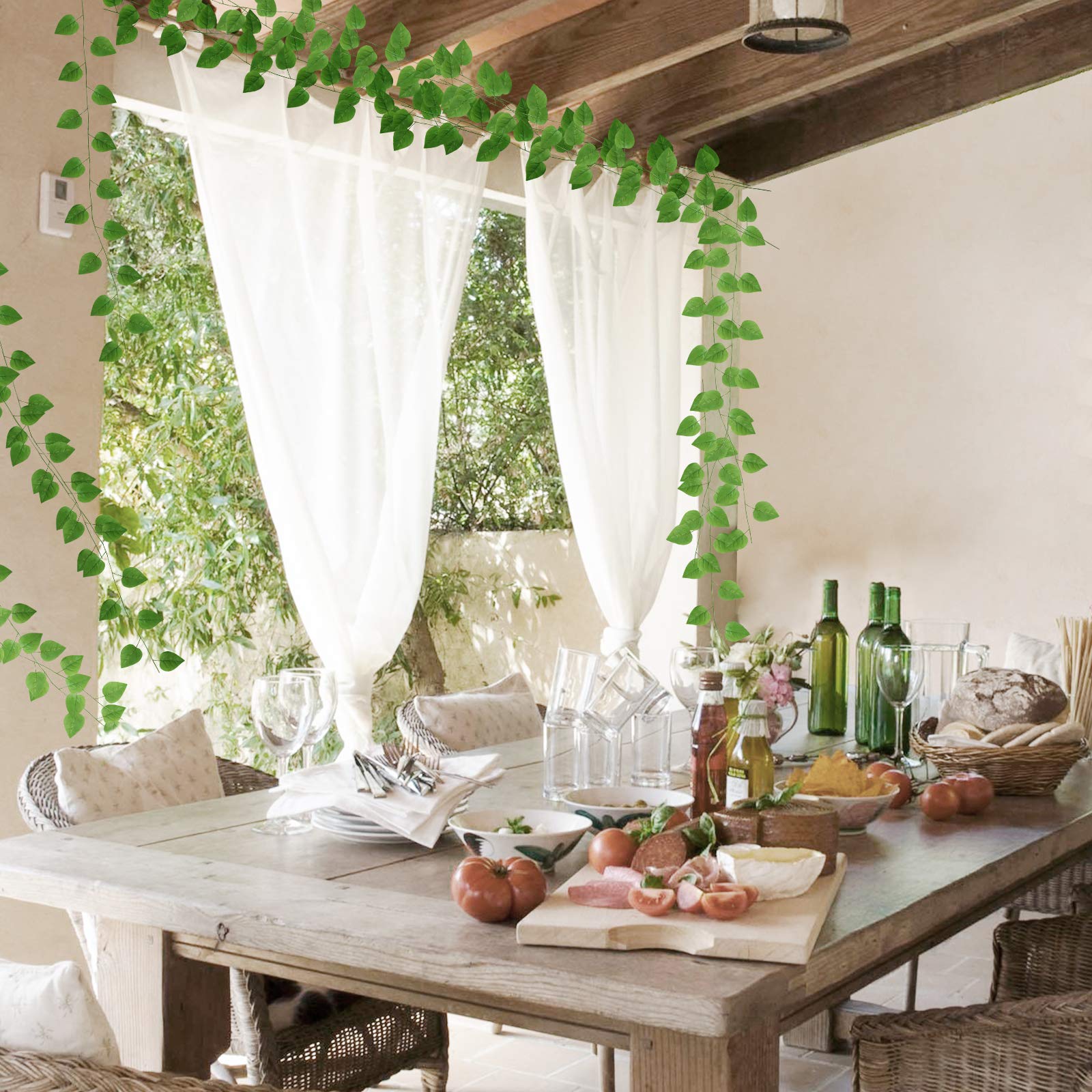 Yatim 94-Ft 12 Pack Artificial Ivy Leaf Garland Plants Vine Hanging Wedding Garland Fake Foliage Flowers Home Kitchen Garden Office Wedding Wall Decor