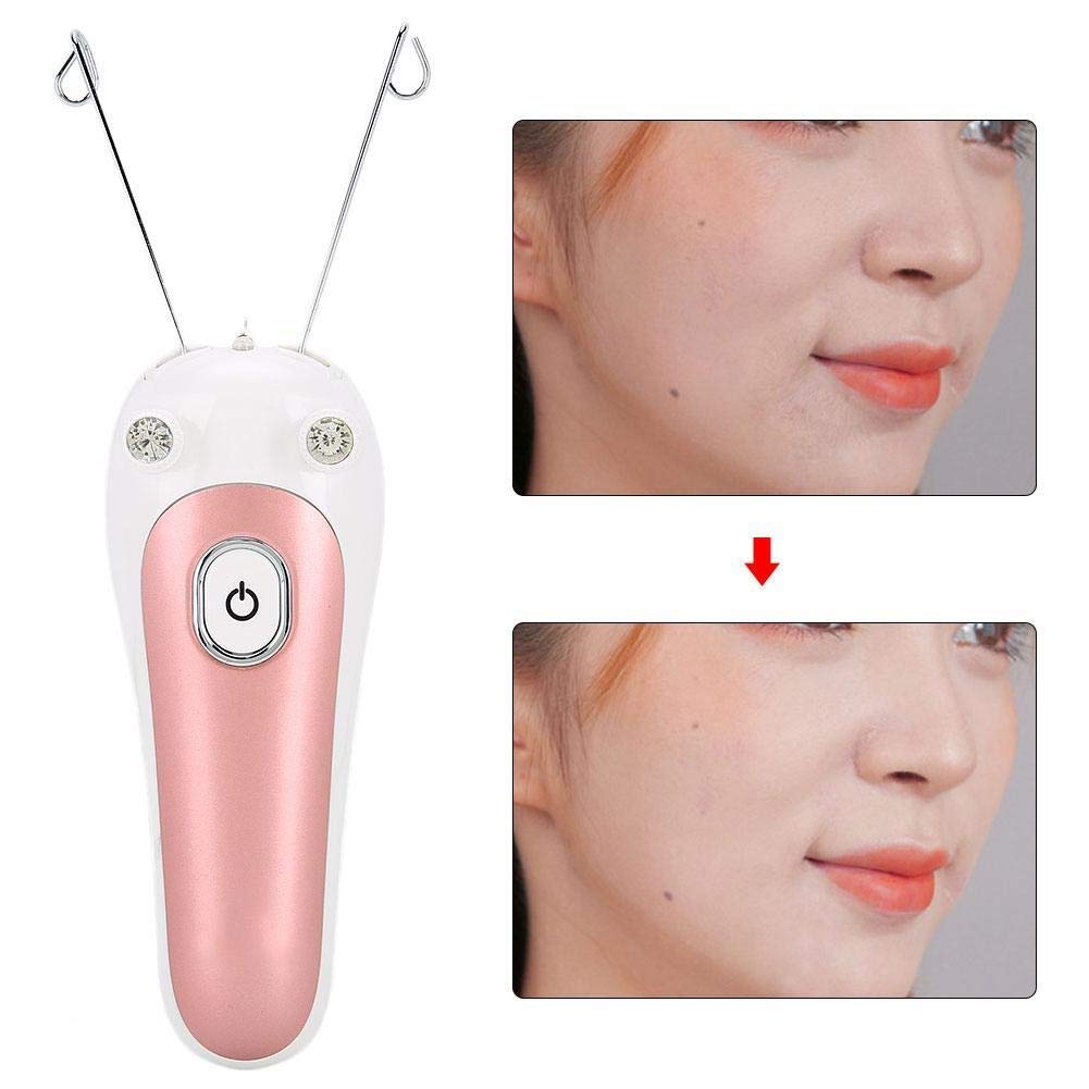 Enrilior Face Threader Epilator Physical Threading,Electric Hair Remover for Face Arm Leg Use(Pink)