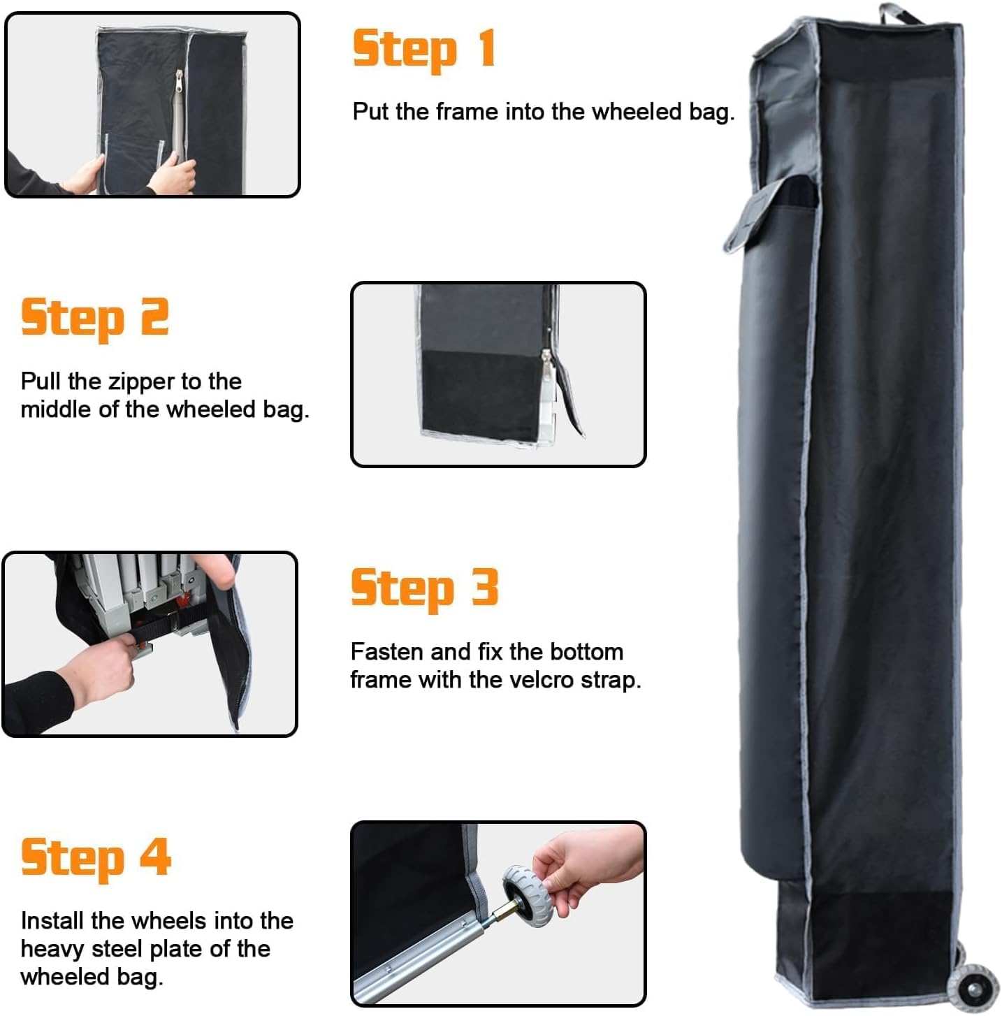 Eurmax USA Heavy Duty Wheeled Bag Pop up Canopy Tent Universal Rolling Storage Bag for 10x10 Canopy Instant Tent,Roller Bag Only(Dark Grey)