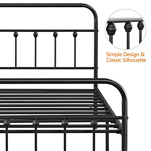 Yaheetech Classic Metal Platform Bed Frame Mattress Foundation with Victorian Style Iron-Art Headboard/Footboard/Under Bed Storage/No Box Spring Needed/Twin Size Black