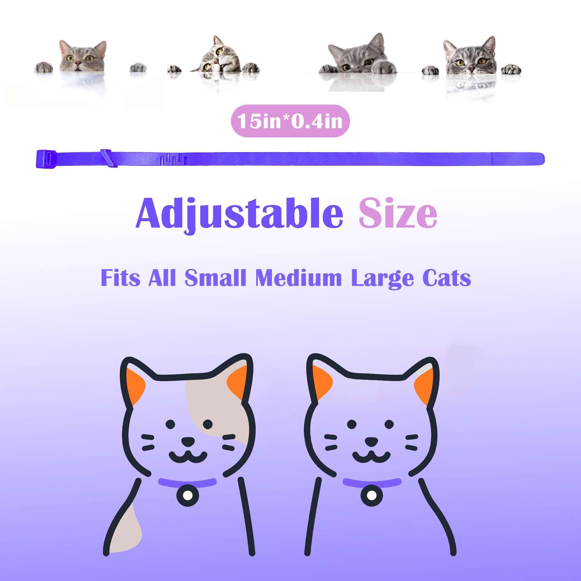 Minasuki 4 Pack Calming Collar for Cats - Long-Lasting Anxiety and Stress Relief, Relaxing Cat Collar,Adjustable Pheromones Collar for Cats,Natural Soothing 60 Days of Continuous Calming Move