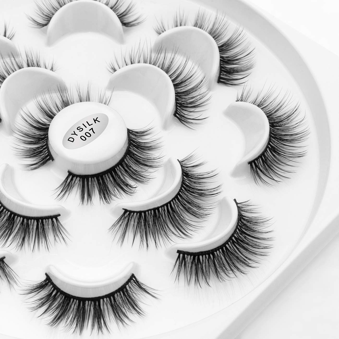 DYSILK 7 Pairs 5D Faux Mink lashes Fluffy Natural Look False Eyelashes Handmade Wispy Soft Fake Eyelashes Long Extension Makeup Reusable Eyelashes