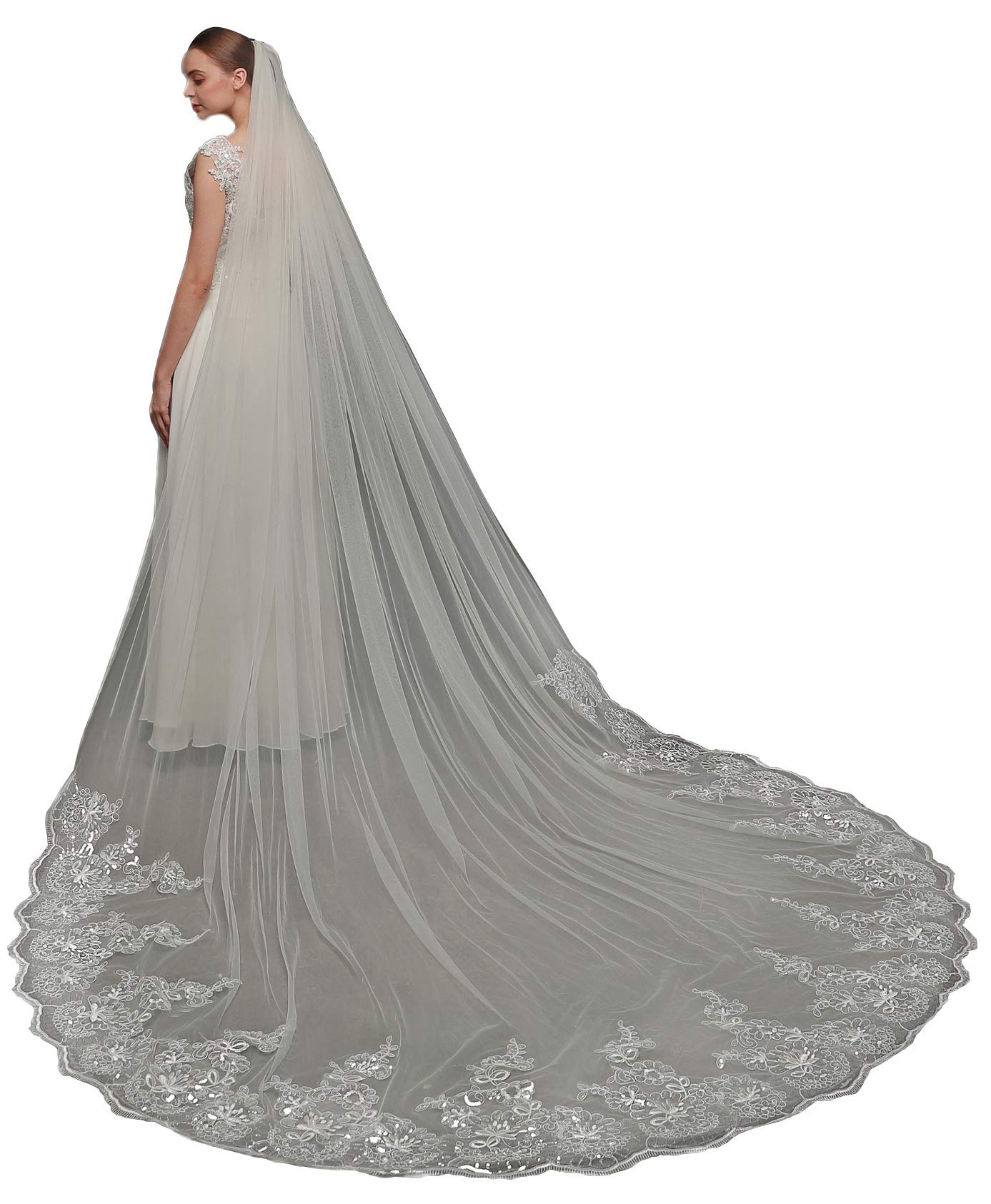 EllieHouse Women's Lace Wedding Bridal Veil Ivory