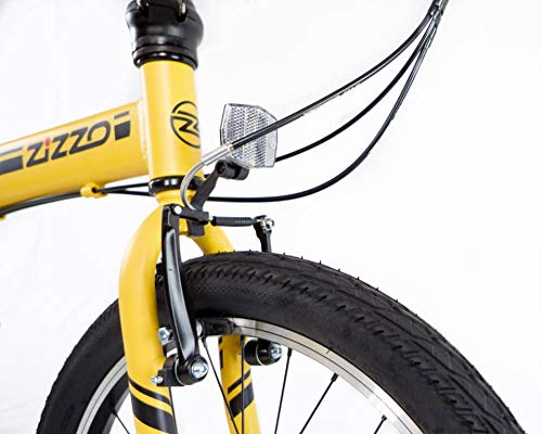 EuroMini ZiZZO Campo 28lb Lightweight Aluminum Frame Shimano 7-Speed Folding Bike 20-Inch (Yellow 2019)