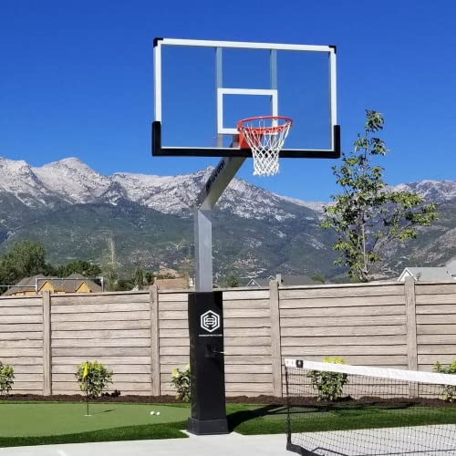 Dominator Premium Inground Adjustable Basketball Hoop - 72" Backboard w/ 4' Overhang - NBA/NCAA Regulation Adjustable Basketball Goal - Adjusts from 7' - 10', Made of Heavy Duty Rust Proof Aluminum
