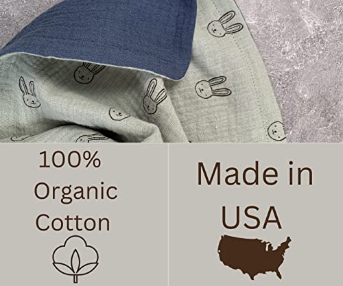 Leyl&Ari Organic Muslin Lovey Security Blanket | Pacifier Holder | Made in USA (Light Blue)