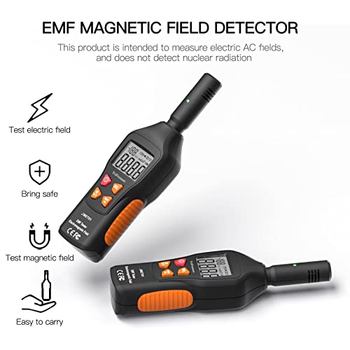 JOAUIAX EMF Meter Reader EMF Detector,5HZ—3500MHz Digital Household Radiation Detector,3 in 1 Electromagnetic Field Meter with LCD&Sound-Light Alarm for Home EMF Inspections,Office and Ghost Hunting